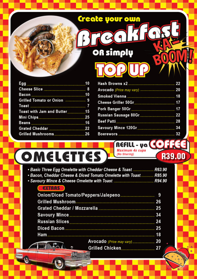 Flame Diner South Africa | Breakfast Menu