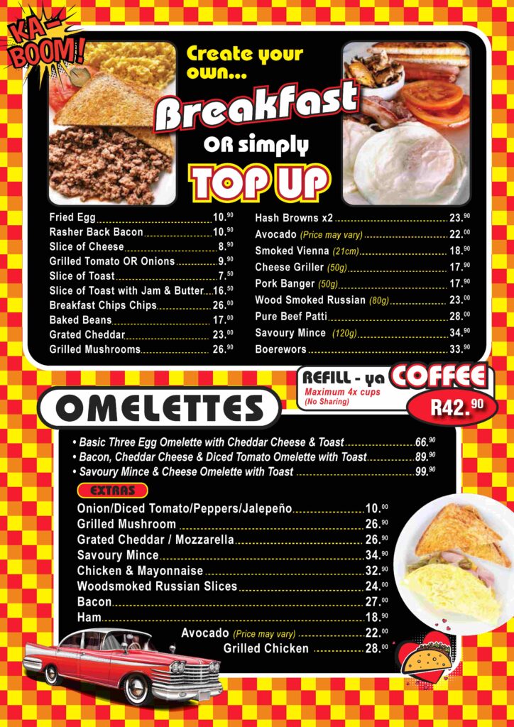 Flame Diner South Africa | Breakfast Menu